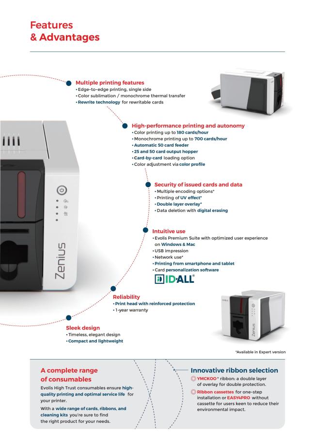 Evolis Zenius 2 card output tray