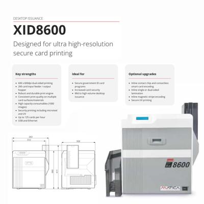 China Matica XID8600 600 x 600dpi Dual-Sided ID Card Printer with 200-Card Input Feeder for sale