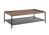 China Modern Rectangle Coffee Table 1070x610x480mm Double Layer Design with Walnut Finish and Stainless Steel for Hotels for sale