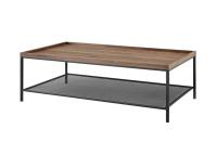 China Modern Rectangle Coffee Table 1070x610x480mm Double Layer Design with Walnut Finish and Stainless Steel for Hotels for sale