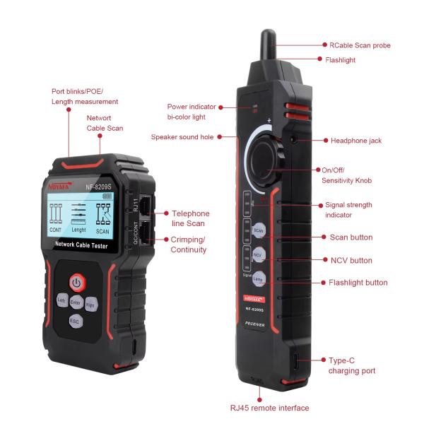 Quality 3.7V Lithium Battery Cable Tester - Network Line Tester with LCD Display for for sale