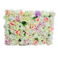 China Silk Rose Artificial Flower Wall Panels Wedding Background Layout 40x40 for sale