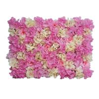 China Silk Rose Artificial Flower Wall Panels Wedding Background Layout 40x40 for sale