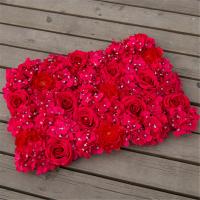 China Silk Rose Artificial Flower Wall Panels Wedding Background Layout 40x40 for sale