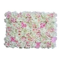 China Silk Rose Artificial Flower Wall Panels Wedding Background Layout 40x40 for sale