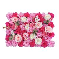 China Silk Hydrangea Rose Artificial Flower Backdrop Wall Panel in bulk for sale