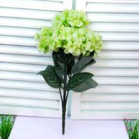 China 6 Head Plastic Artificial White Hydrangeas Flower Real Touch for sale