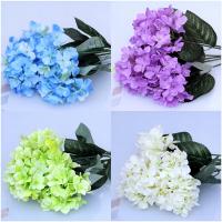 China 6 Head Plastic Artificial White Hydrangeas Flower Real Touch for sale