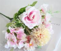 China Rose Artificial Plastic Flowers Silk Hydrangea Arrangement OEM for sale