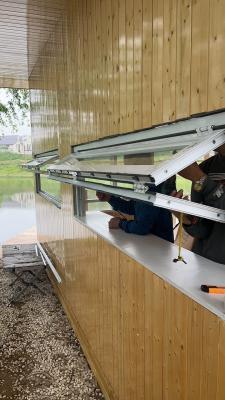 China Garden Meditation Space Folding Window Connecting to Rock Gardens with Sound Buffering Acoustic Properties for sale