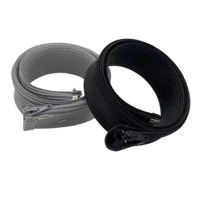 China 15mm-70mm Zipper Cable Sleeve Braided Wrap PET Expandable Cable Sleeving for sale