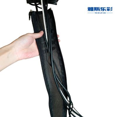 China Schwarzes Reißverschluss Kabel Hülle Geflecht Wickel PET Erweiterbares Netz Hülle Mit Reißverschluss zu verkaufen