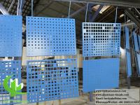 China Exterior Solid PVDF Blue Color Perforated Aluminum Facade Panel 1200x2400mm 3mm Thickness Wall Cladding for sale