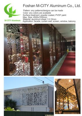 China CNC Laser Cut Aluminum Privacy Screen with Powder Coated Custom RAL Colors for Facade Cladding for sale