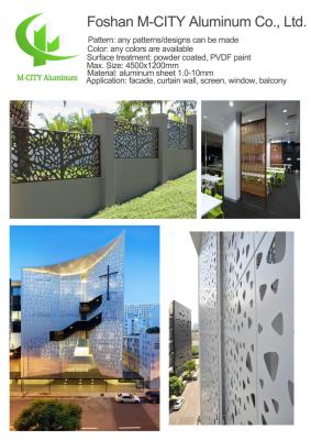 China Customizable RAL Colors Aluminum Perforated Panel with Powder Coated Surface and Laser Cut Design for Privacy Screen and Facade Cladding for sale