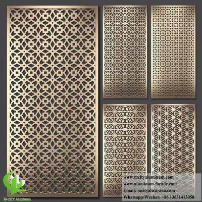 China Brass Color Architectural Metal Partition and Decorative Laser Cut Panel in 1200x2400mm with Powder Coated Finish for sale