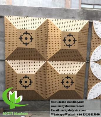 China 3D shape metal screen aluminium facades perforation sheet golden color for sale