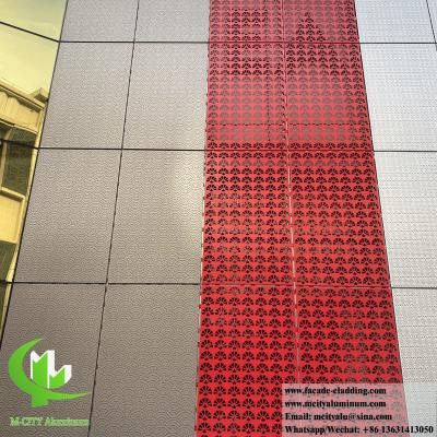 China Perforating solid aluminum facade cladding panels red color for exterior decoration PVDF for sale