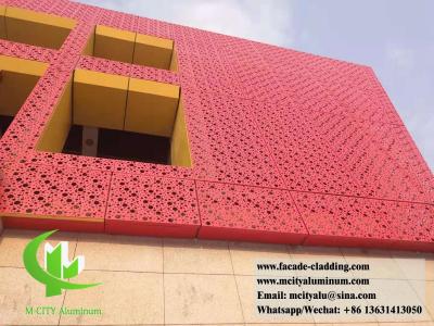 China Perforating solid aluminum facade cladding panels red color for exterior decoration PVDF for sale