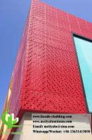 China PVDF Red Color Perforated Aluminum Facade Panel 1000x2000mm CNC Engraved Metal Screen Cladding for sale