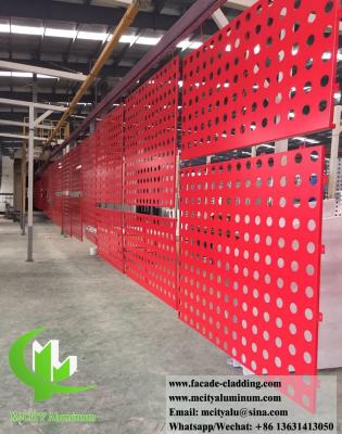 China Laser Cut Aluminum Panel with PVDF Red Color and Hollow Design for Facade Cladding in 1000x2000mm for sale