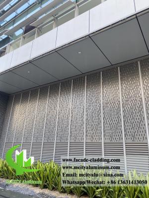 China Perforated Exterior Metal Wall Cladding Facades Aluminum Panels Metallic Gray Color for sale