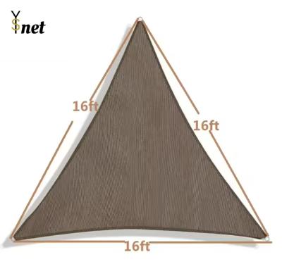 China Custom 16ftX16ftX16ft 185gms HDPE Triangle Sun Shade Sail/large Outdoor Sun Shade Sail Wholesale Coffee for sale