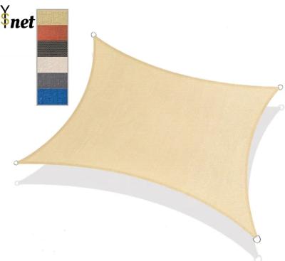 China 160GSM180GSM Garden Car Park Triangle Rectangle Canopy Waterproof Plastic HDPE Sun Shade Sails Outdoor Ivory Beige for sale