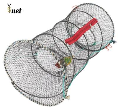 China Fishing Casting Nets Crab Trap Lobster Shrimp Collapsible Cast Durable Black Mesh Portable Folded Safe Fish Catching(small) for sale