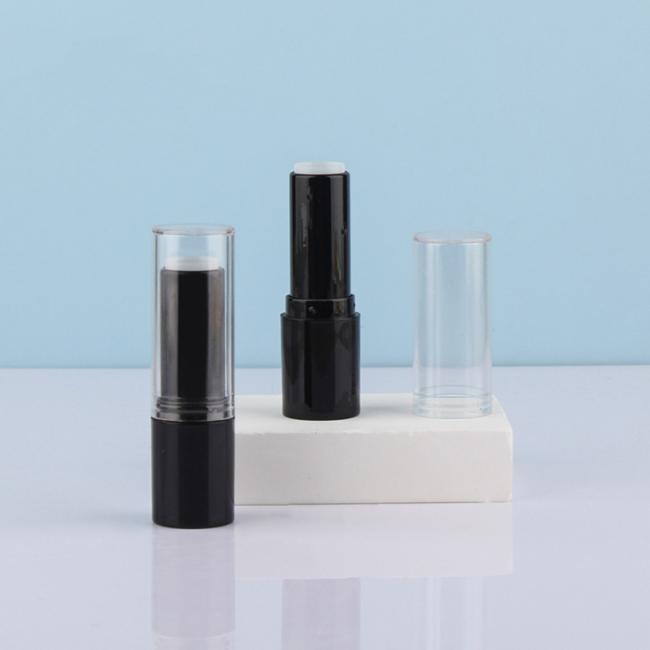 Simple Cosmetic 3.5g Transparent Cover White Middle Beam Green Bottom Lipstick Tube Package with PP Material 21mm Glossy