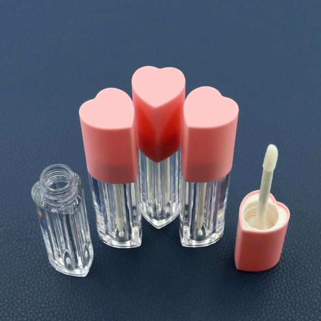 Heart shape lip gloss tube front view