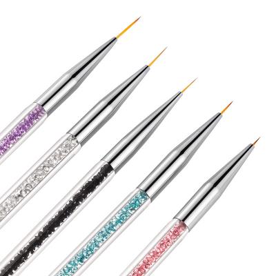 China 5pcs Nail Art Liner Brush Set Nylon Material Double Ended Nail Art Brush Set for sale