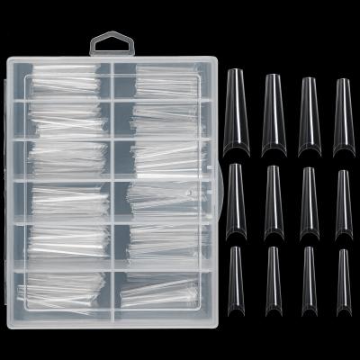 China 240pcs Clear Coffin Nails Extra Long Half Cover Artificial Fake Nails for sale