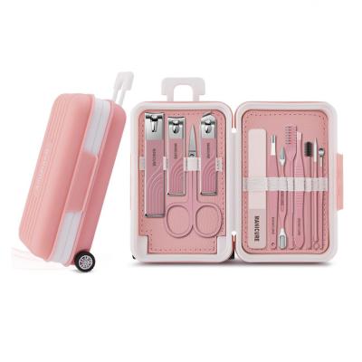 China 12 Pieces Suitcase Manicure Kit Stainless Steel Manicure Pedicure Kit Professional for sale