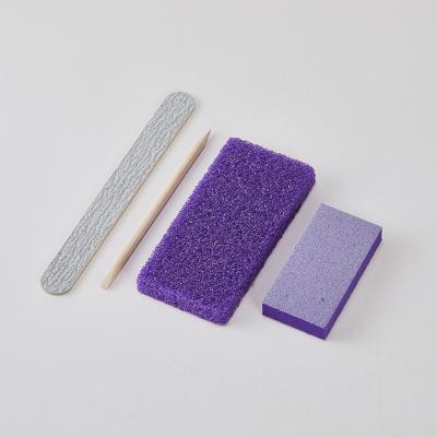 China Pedicure Plastic Nail Stick Set with Nail Art Buffer File Block and Pumice Brush 4pcs Manicure Tools Kit for sale