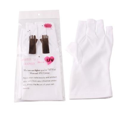 China Polyester White Nail Gloves Professional Anti UV Compatible with Gel Nail Lamp for sale