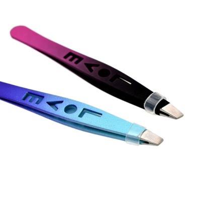 China Slanted Eyebrow Tweezers Lightweight Eyebrow Plucker Handmade Anti Static for sale