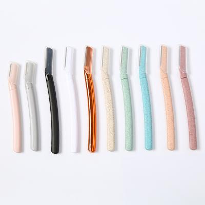 China Long Handle Wheat Straw Microblade Eyebrow Dermaplane Shaving Razor Brow Shaper for sale