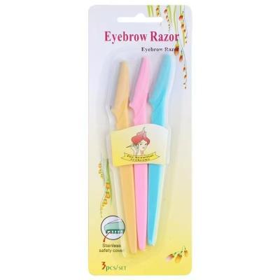 China 3 in 1 Eyebrow Trimmer Knife Set Custom LOGO Three Color for Eyebrow Grooming for sale