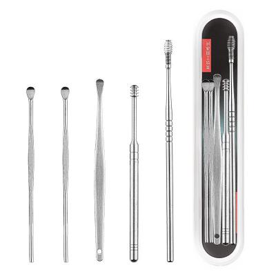 China Stainless Steel Earpick Picker Screw Kit 5pcs 6pcs Set Ear Wax Removal Remover for sale