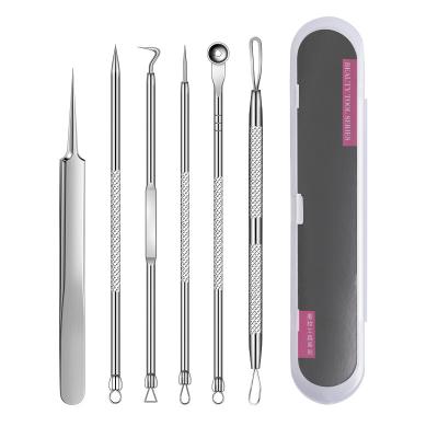 China 6pcs Silver Blackhead Remover Pimple Comedone Extractor Stainless Acne Needle for sale