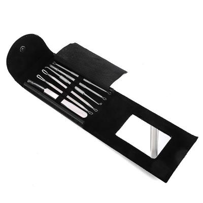 China Customized Logo Face Acne Blackhead Remover Set with Mirror and Leather Case for sale
