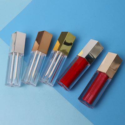 China Pentagonal Lip Gloss Tube FOCSTAR 5ml Lip Gloss With Silk Screen Printing for sale