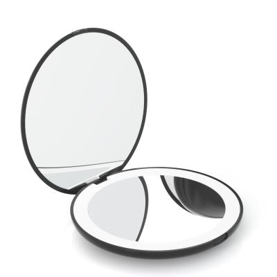 China Double Sided LED Hand Mirror Foldable USB Led Travel Makeup Mirror for sale