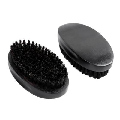 China Oval Beard Grooming Brush Black Natural Beech Wood Boar Bristles Beard Comb Brush for sale