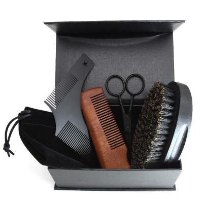 China OEM Mens Beard Grooming Kit Wooden Combs Beard Maintenance Kit for sale