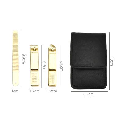 China Gold Case Nail Clipper Kit 3pcs Gold Plated Manicure Pedicure Set for sale