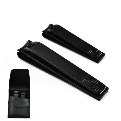 China Nail Cutting Clippers Set 2pcs Thick Strong With Leather Case Finger Toe Nail Maintenance for sale