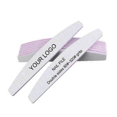 China Half Moon Double Sided Disposable Emery Boards Nail File 100 180 Grits for sale