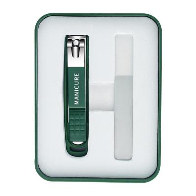 China Small Manicure Nail Clipper Set Green Color Anti Splash Cutter with Catcher for sale